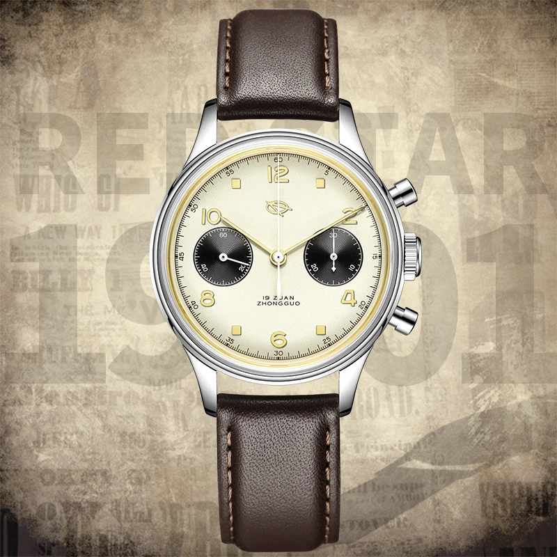 Retro Business Men's Chronograph Watch 19 Zuan 1901 Seagull Movement ...
