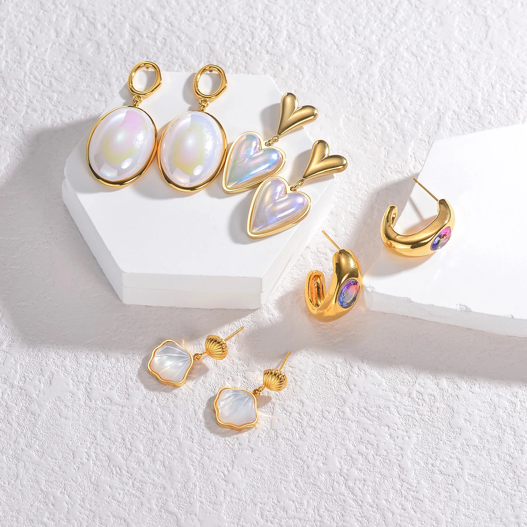 Pendientes-de-acero-inoxidable-chapados-en-oro-de-18K-para-mujer-joyer ...