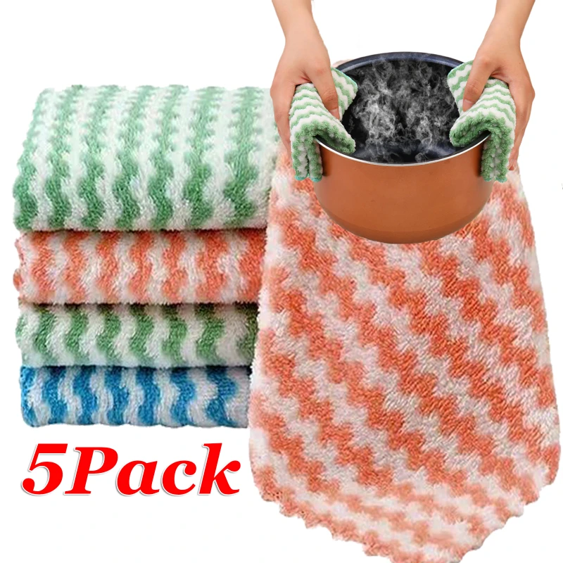 1/3/5Pcs Kitchen Cleaning Rags Non-Stick Oil Washing Dish Wiping Rags ...