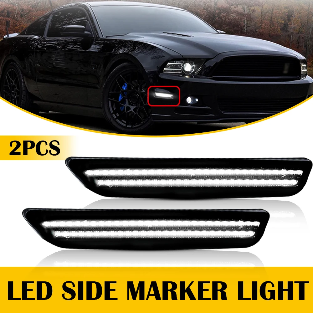 2pcs-Car-Front-Rear-Bumper-Side-Marker-Light-White-For-Ford-Mustang ...