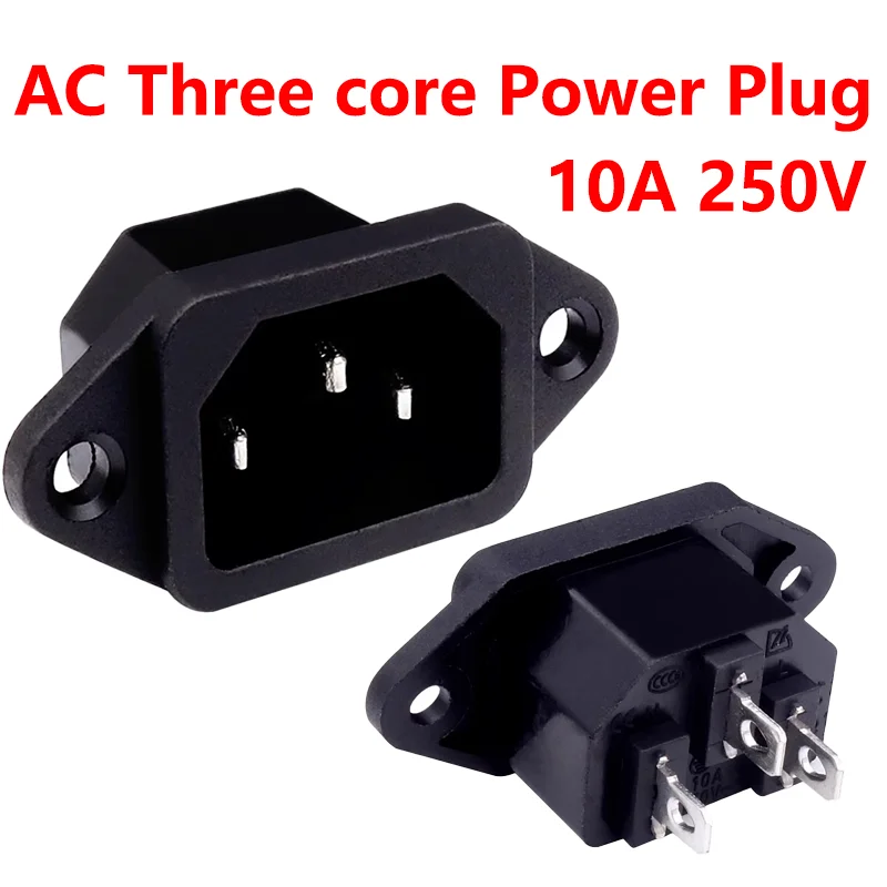 5-20-100PCS-Black-3Pins-Terminal-Male-Plug-lEC320-C14-Inlet-Power-Plug ...