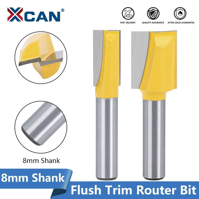 XCAN Milling Cutter 8mm Shank Flush Trim Router Bit 8,9.5,12,16mm ...