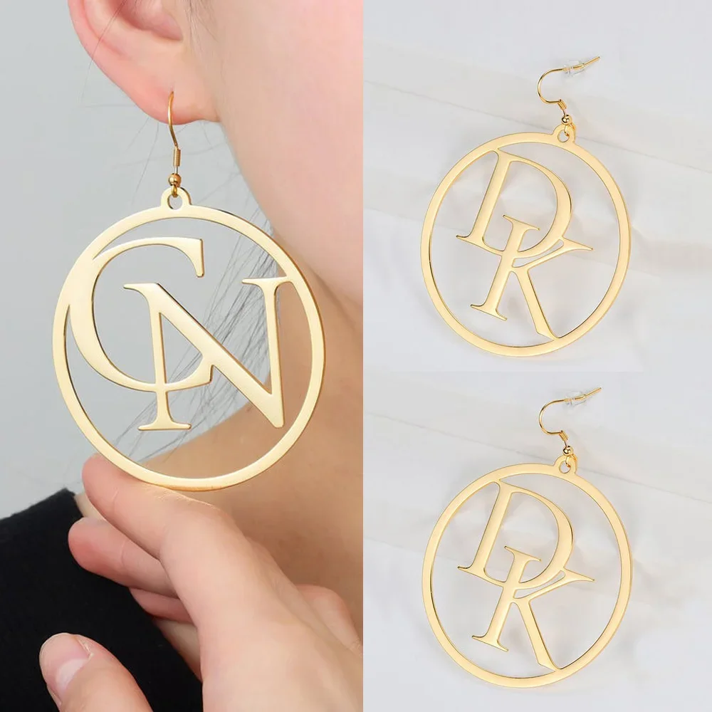 Personalized-Hoop-Earrings-for-Women-Custom-Name-Initials-Letter ...