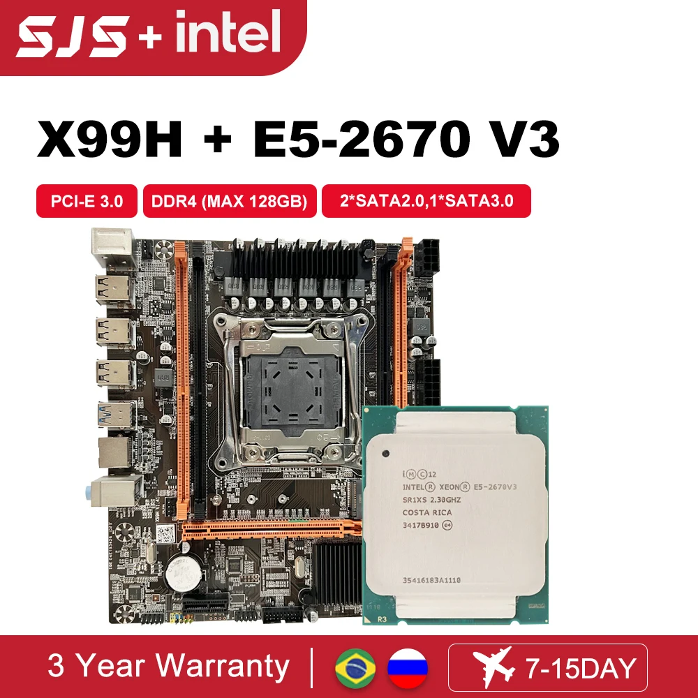 SJS-X99-Kit-Motherboard-Xeon-E5-2670-CPU-V3-LGA-2011-3-Micro-ATX-Compat ...