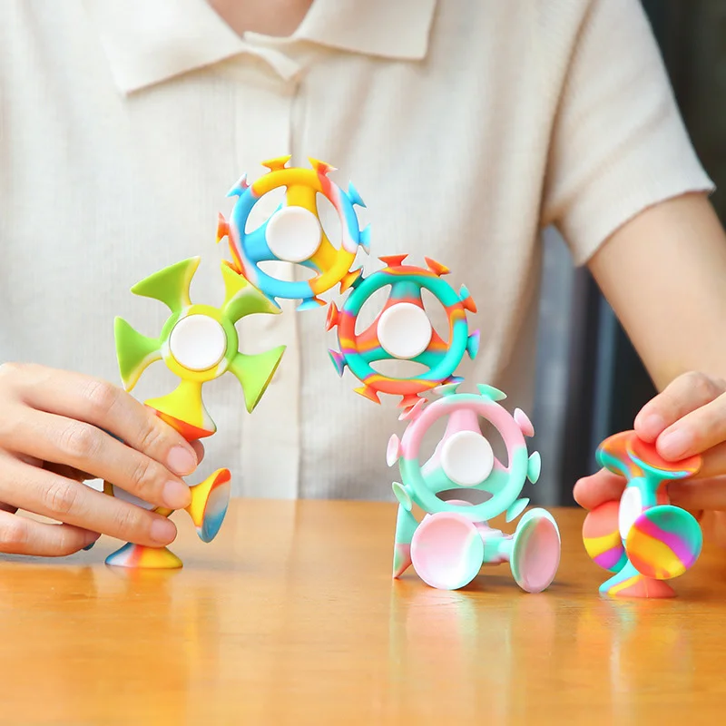 New-Silicone-Kids-Decompression-Suction-Cup-Gyroscope-Toy-Suction-Cup ...