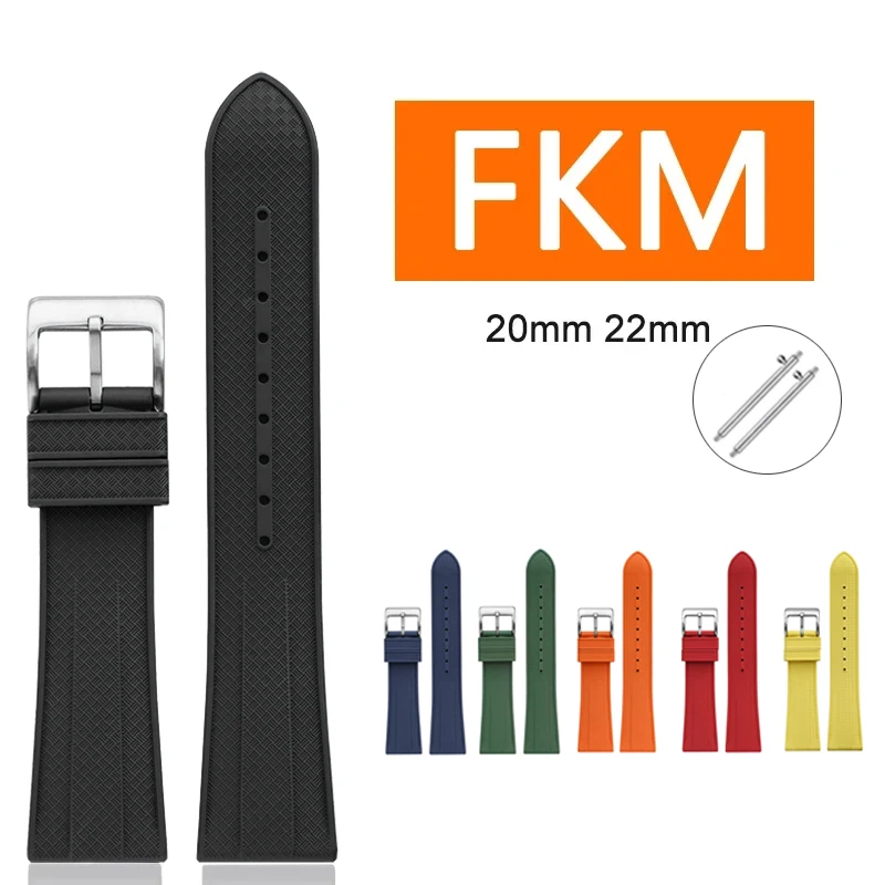Fluoro-Rubber-Strap-20mm-22mm-Stainless-Steel-Buckle-Quick-Release ...