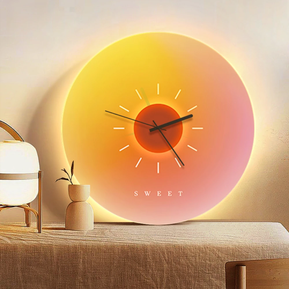Nordic-Atmosphere-Glass-Decoration-Wall-Clock-Wall-Lamp-Bedroom-Living ...