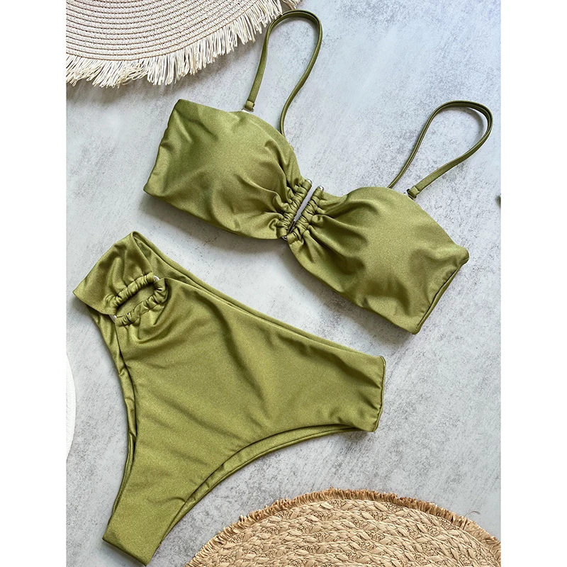 Fashion Swimsuit Women Push Up Bikini Metal Buckle Adjustable Suspender ...