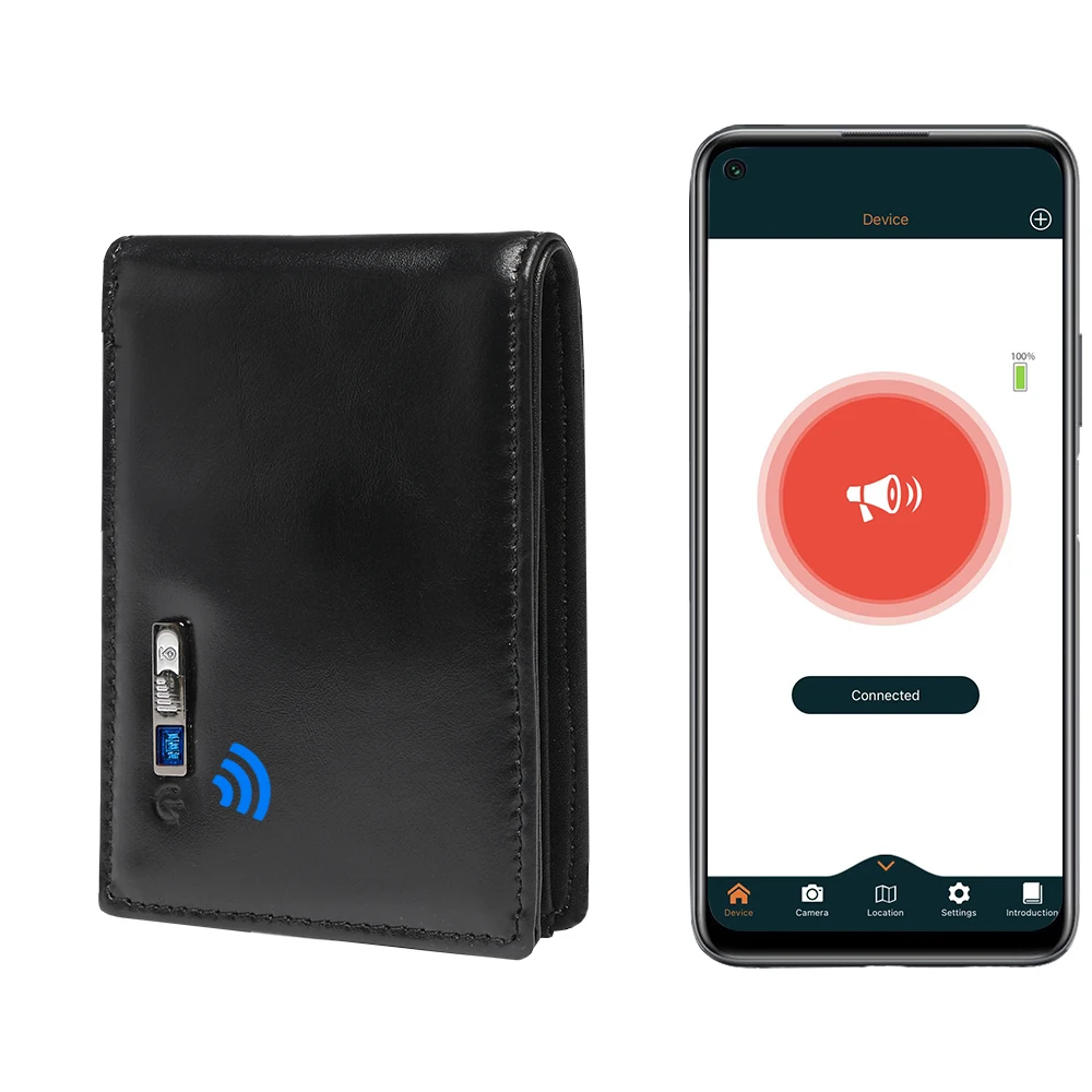 Smart Anti-lost Wallet Tracker Genuine Leather Men wallets Soft ...