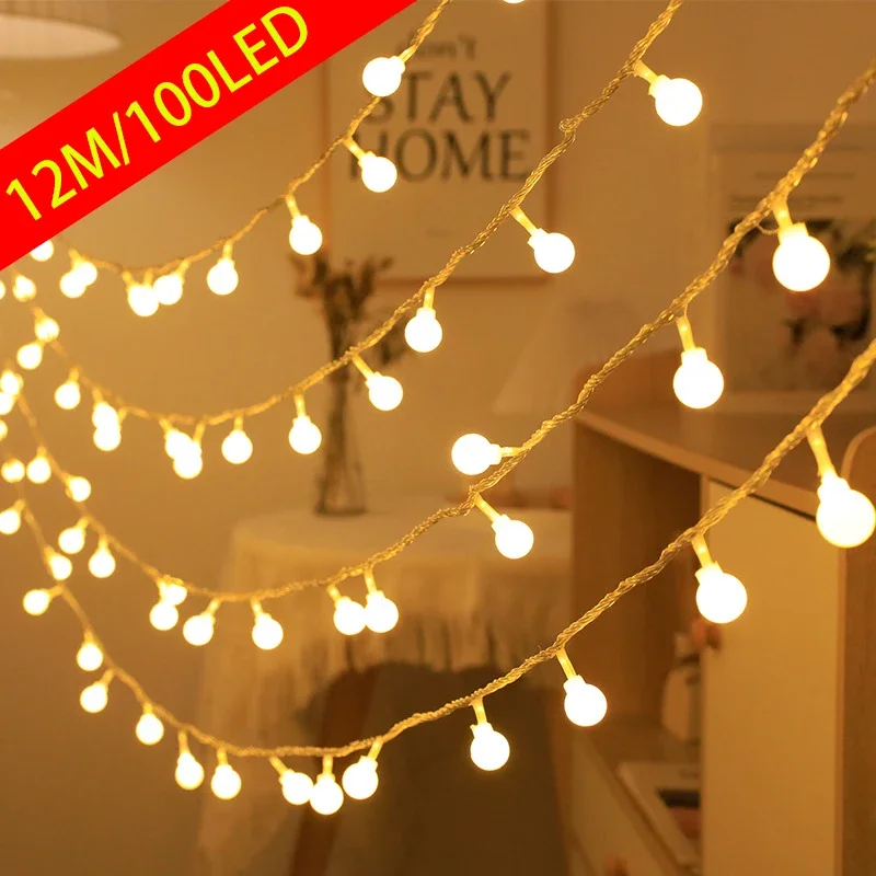 100LED-USB-Battery-Power-LED-Ball-Garland-Lights-Fairy-String-Outdoor ...
