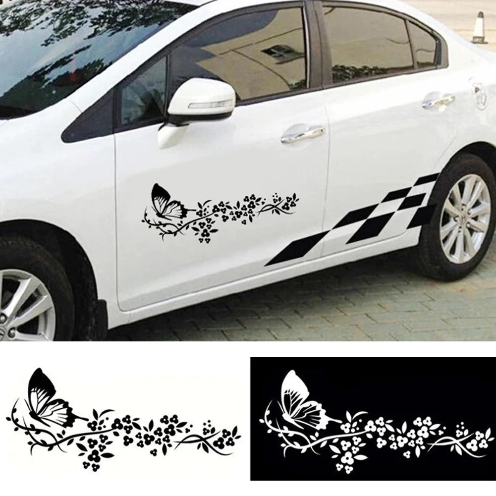 Flying-Butterfly-Flower-Car-Stickers-Reflective-Decal-Waterproof-Car ...