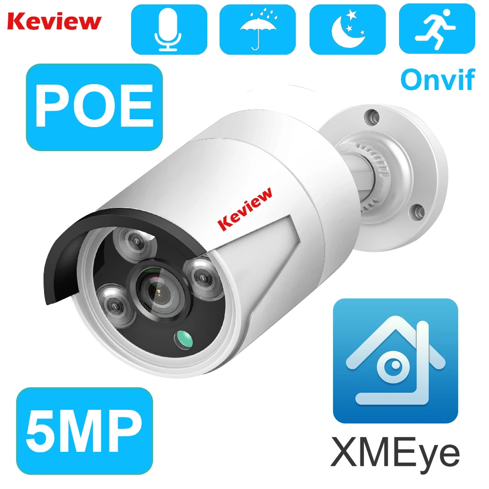 Keview 5mp 3mp Outdoor Ip Camera Poe Waterproof H.265 Security ...