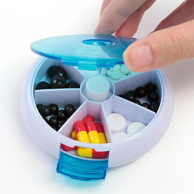 Round Portable Pill Case Medicine Box Case Storage Organizer Button ...