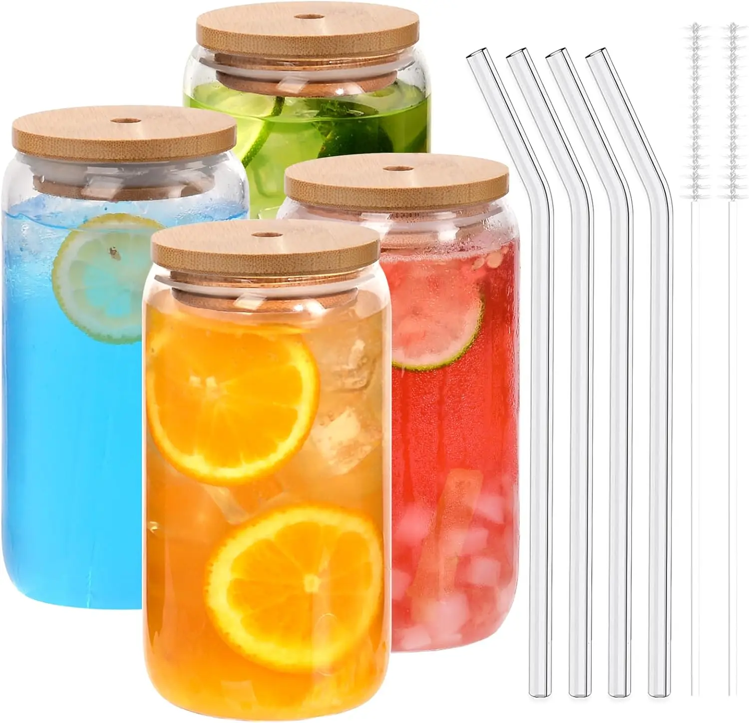 18-6-Unzen-540ml-Trinkgl-ser-k-nnen-Glas-becher-mit-Bambus-deckeln-und ...