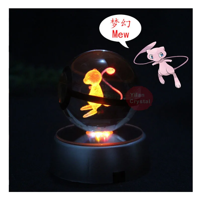 Anime-Pokemon-Mew-3D-Crystal-Ball-Pokeball-Anime-Figures-Engraving ...