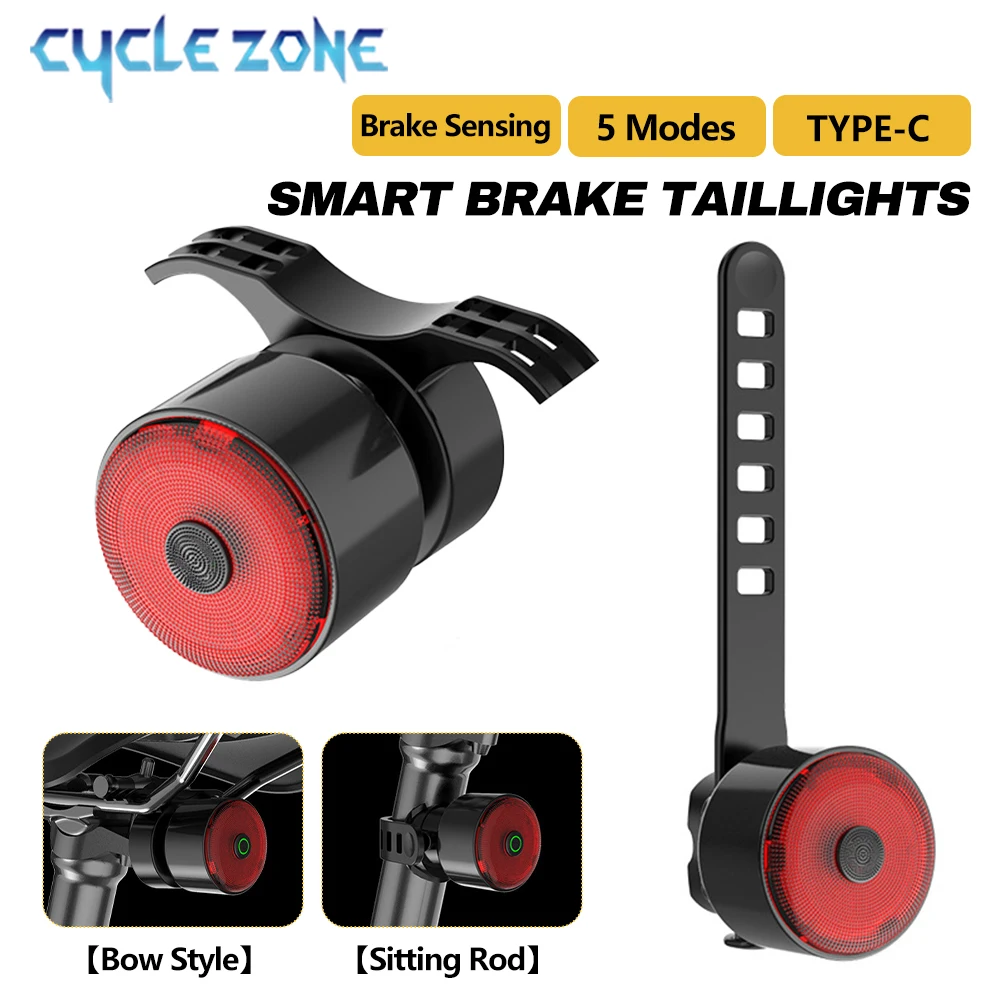 Bicycle Smart Brake Sensing Lights Bike Rear Light Type-C Charging LED ...