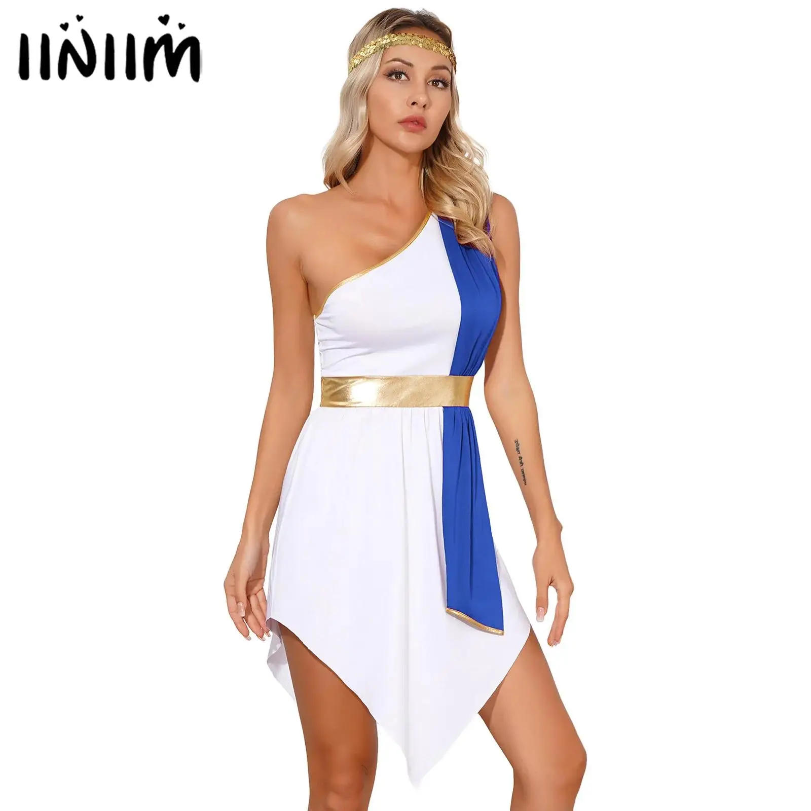 Womens Greek Toga Queen Grecian Dress Ancient Roman Cosplay Outfit ...