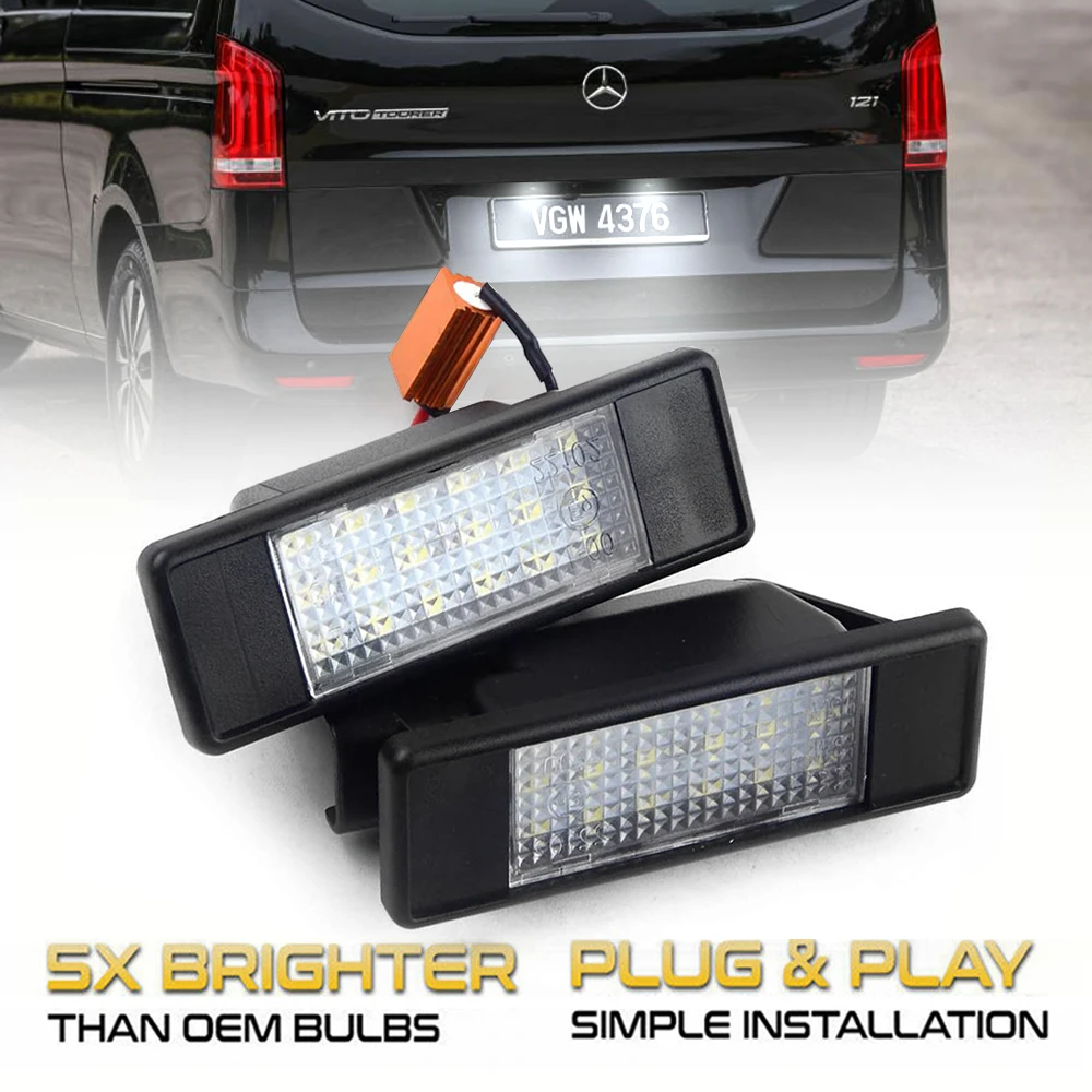 2Pcs Canbus Error Free LED License Number Plate Light Lamp White Car ...