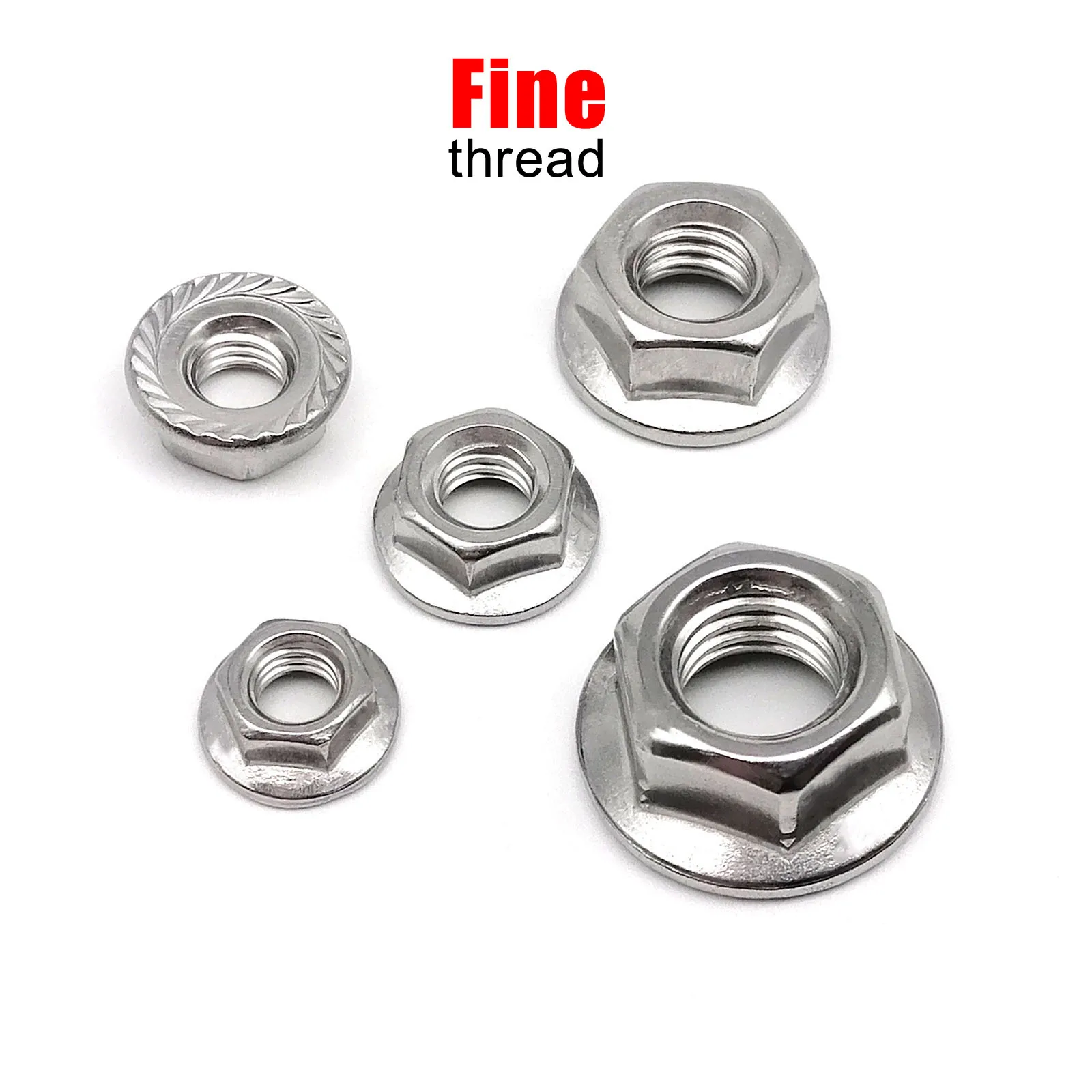 5/10pcs Fine Thread M6 M8 M10 M12 DIN6923 304 A2-70 Stainless Steel ...