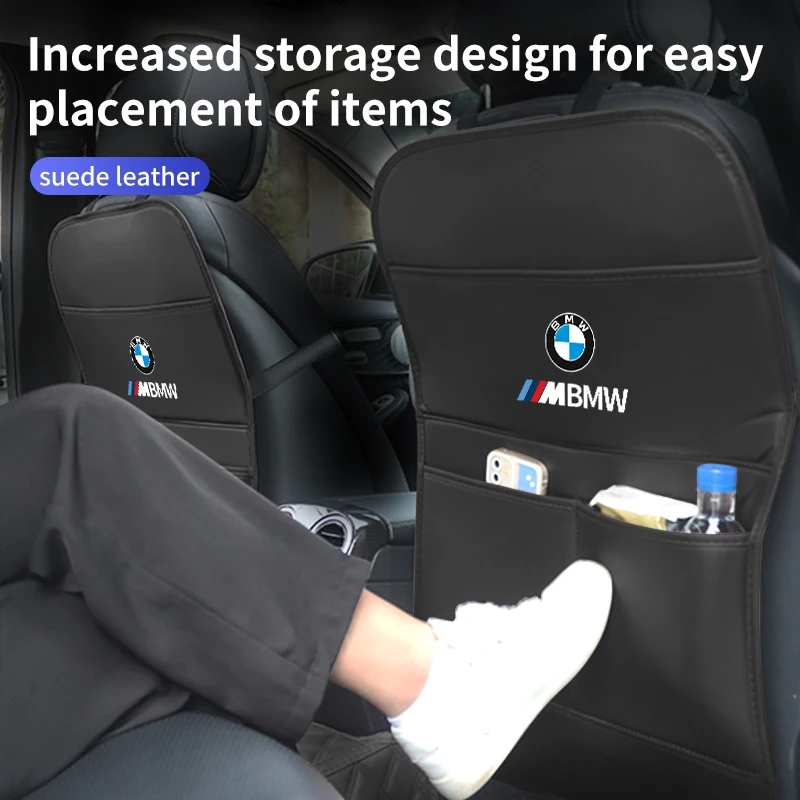 Car-Seat-Kick-Protector-Anti-Kick-Mat-Leather-Storage-Organiser-For-BMW ...