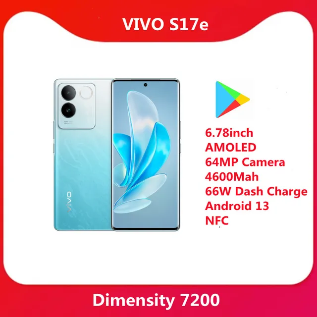 Original Official VIVO S17e 5G Cell Phone Dimensity 7200 6.78inch AMOLED 64MP Camera 4600Mah 66W ...