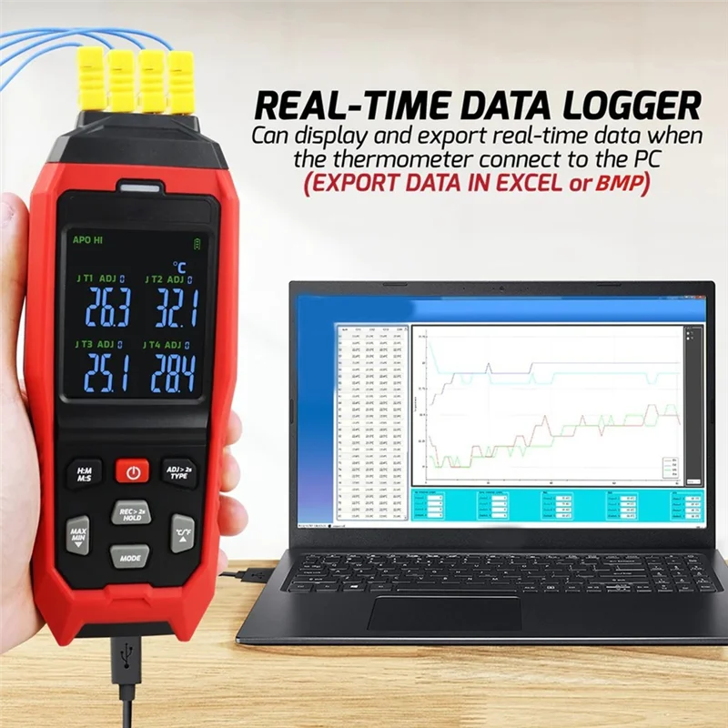 M11K-Thermocouple Thermometer 4 Channels Data Logger Thermometer K Type ...