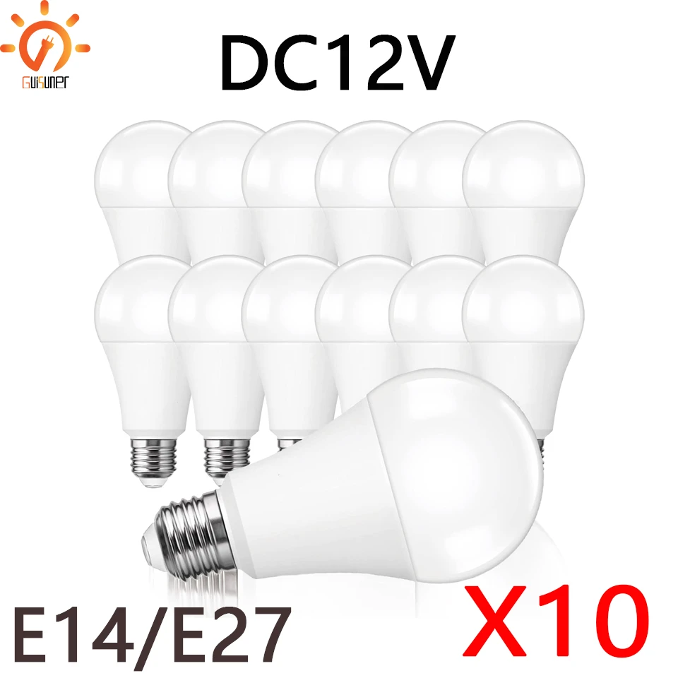 Bombillas LED 전구, DC 12 V 램프, E27 LED 조명, Lampada 3W 5W 7W 12W 15W 36W, 12 볼트 저전압 전구용, 10 개/로트 ...
