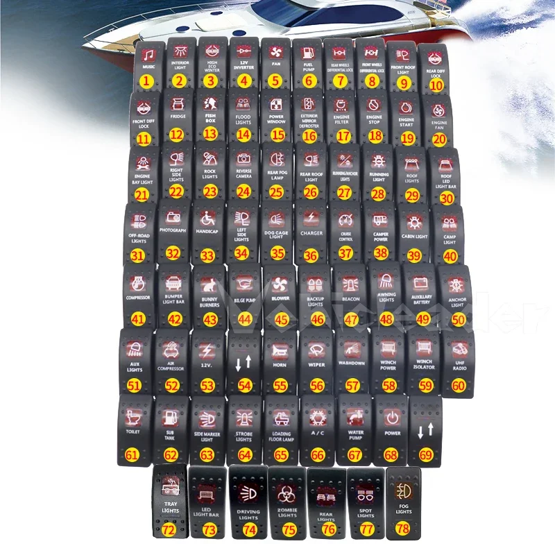 12V-24V-Car-Boat-Caravan-Rocker-Switches-Waterproof-Dual-Red-LED-Light ...