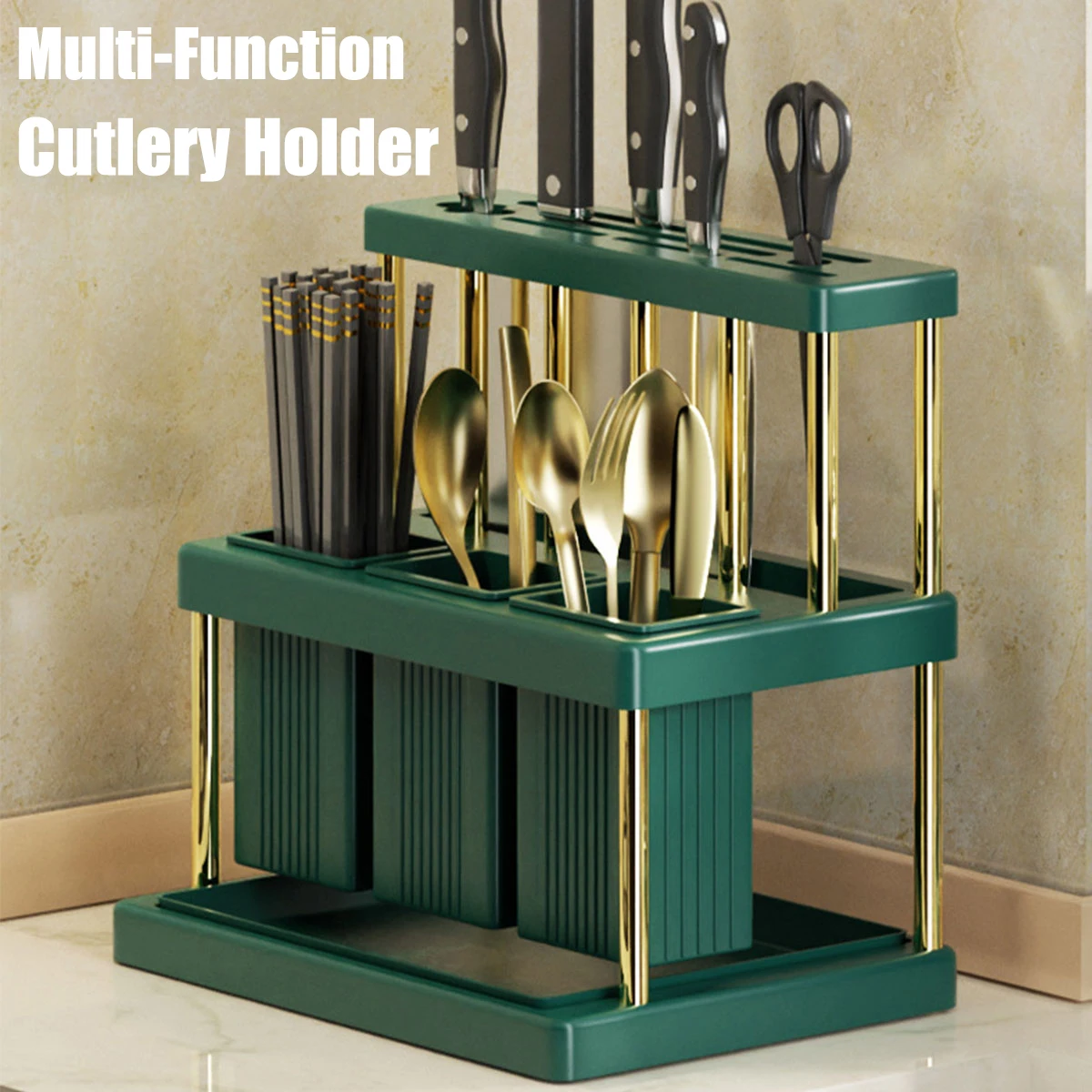 Kitchen-Knife-Cutlery-Holder-Multi-Function-Cutter-Cutlery-Drainer-Rack ...