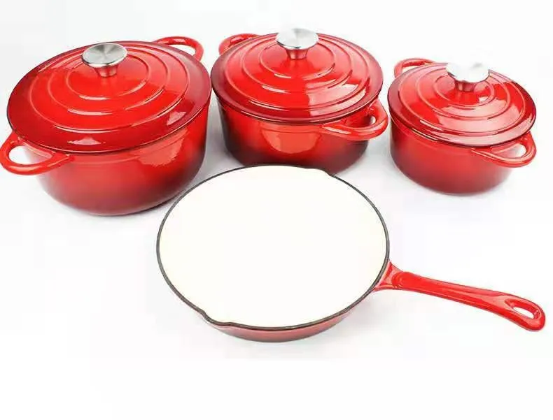 Cast-Iron-Enamel-Pot-Set-5-Pieces-Set-of-Enamel-Milk-Pan-Saucepan ...