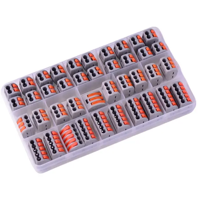 50 lever-type wire compact splice wire connectors, 2 sets of 3 5-port ...