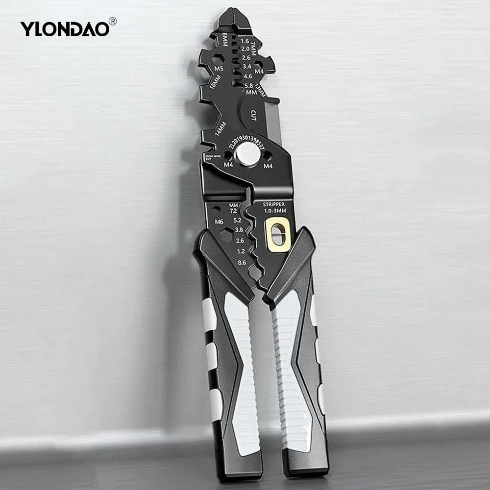 Ylondao 다기능 전기기사 펜치 긴 노즈 펜치 와이어 스트리퍼 케이블 커터 터미널 크림핑 수공구 전기공구 와이어 스트리퍼