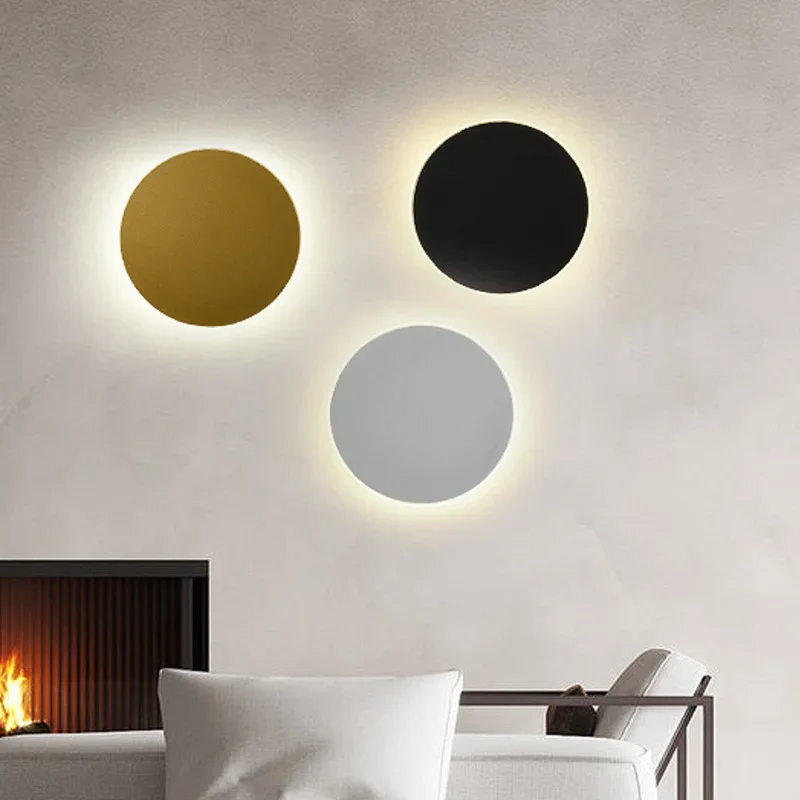 Modern Round Wall Lamp Bedroom Bedside Living Room Background Corridor ...