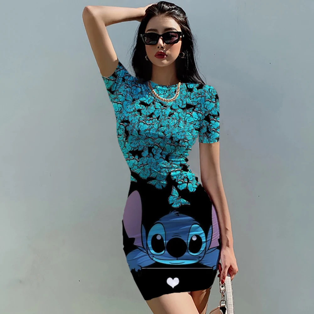 Summer Elegant Dresses Disney's Lilo & Stitch Printed Mini Skirt ...