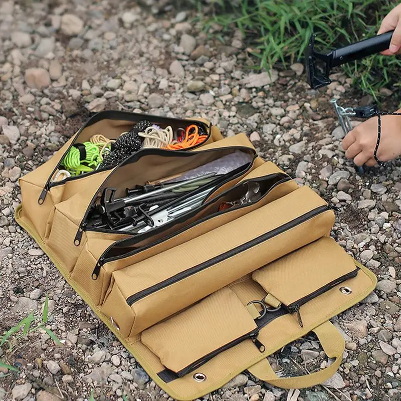 Roll-Up-Bag-Multi-Pockets-Heavy-Duty-Canvas-Tool-Bag-Waterproof-Oxford ...