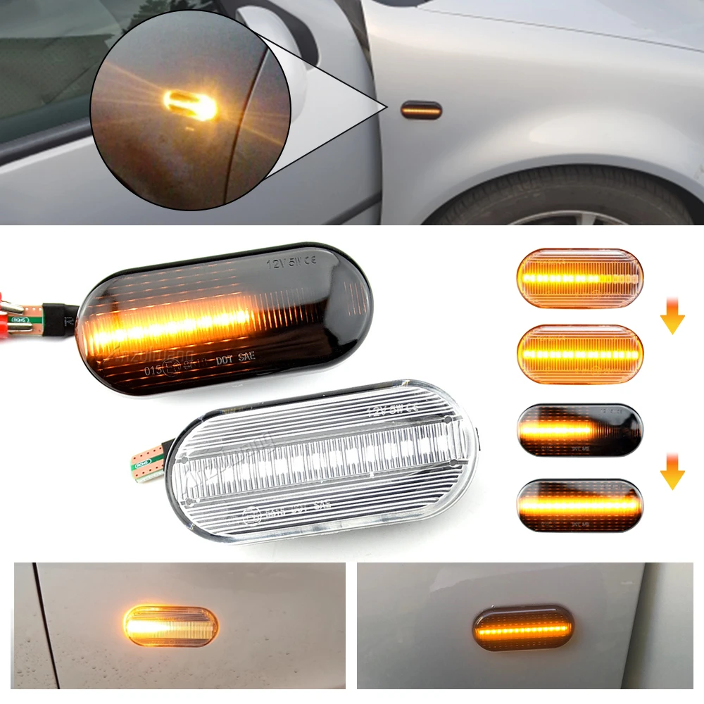 Dynamic Flowing Led Side Marker Turn Signal Light For Vw Transporter T5 Polo Golf 3 4 Passat B5 ...