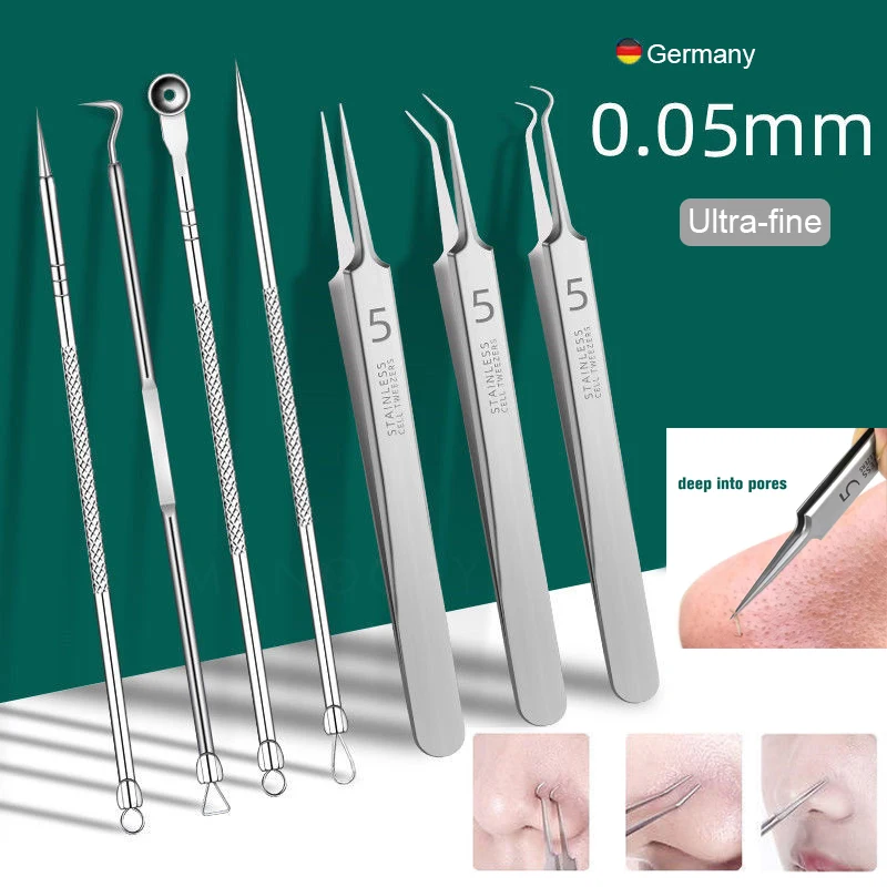 German-Ultra-Fine-No-5-Cell-Pimples-Blackhead-Clip-Tweezers-Beauty-Face ...