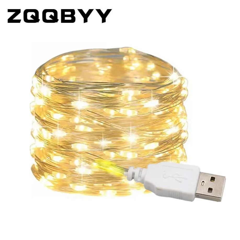 5-10-20M-USB-LED-String-Lights-Copper-Silver-Wire-Garland-Light ...