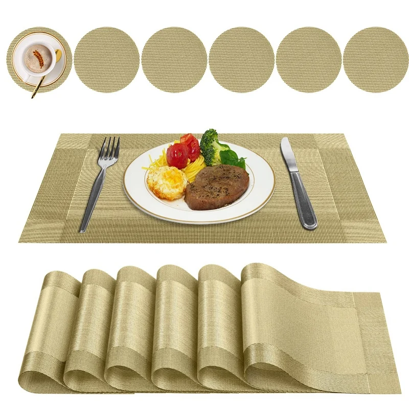 12PCS-Placemats-PVC-Vinyl-Placemats-Heat-Resistant-Non-Slip-Woven ...