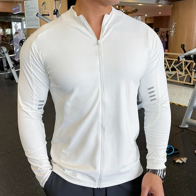 Men's Fitness Running Jackets Gym Training Tight Coats Male Compression ...