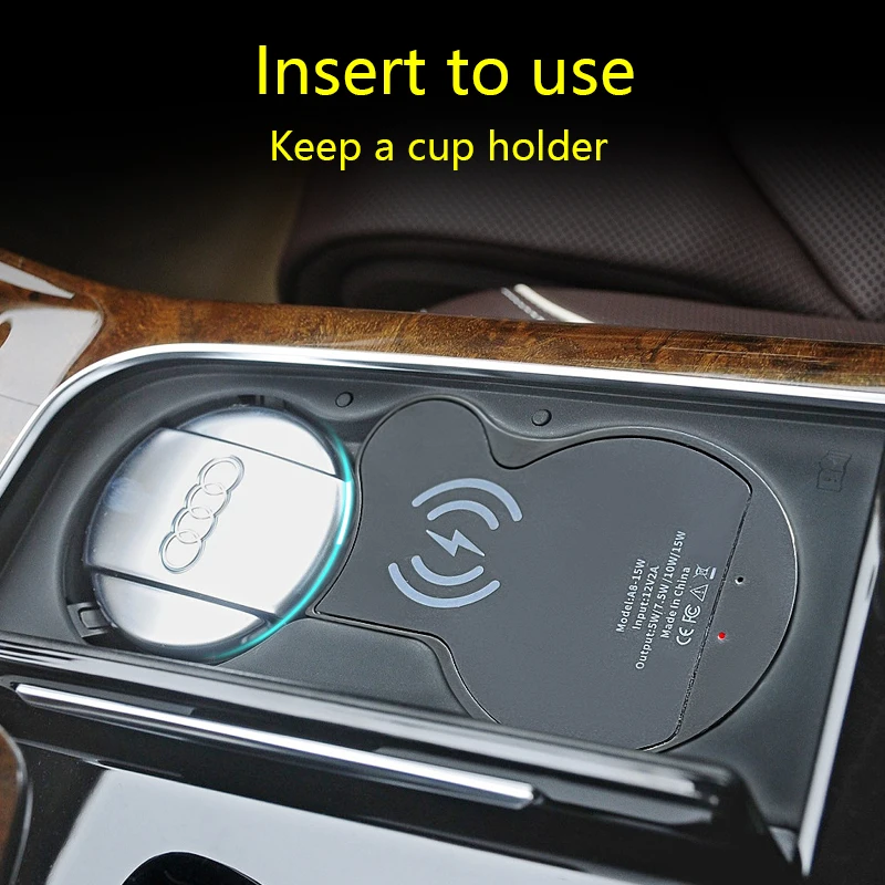 LOYEUANR for Audi A8 Car Wireless Charger 15W Fast Charging QI Protocol Cigarette Lighter USB Charger to iPhone Samsung Huawei AliExpress