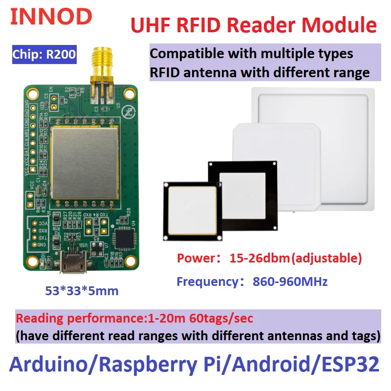 Módulo Rfid Uhf Ardunio Wifi Bluetooth Rfid Uhf Leitor Módulo 915mhz Ttl Uart Para Arduino ...