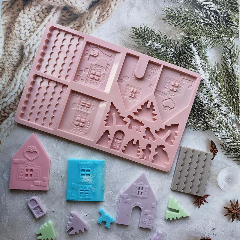 1Pc-Building-block-Christmas-House-Chocolate-Mold-Silicone-Mould ...