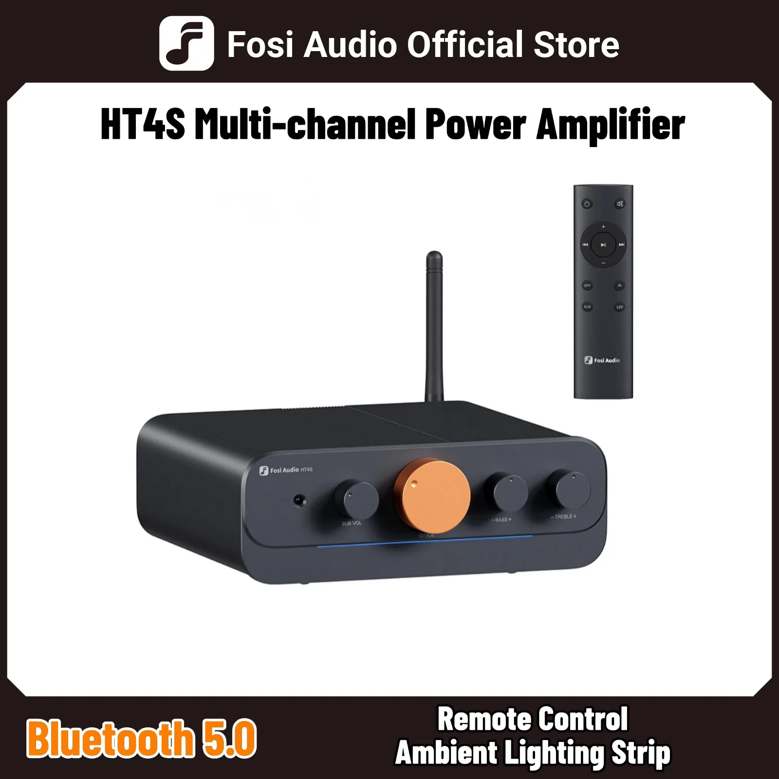 Fosi Audio HT4S Bluetooth 4.1 Home Sound Amplifier, Outdoor Speaker Amp ...
