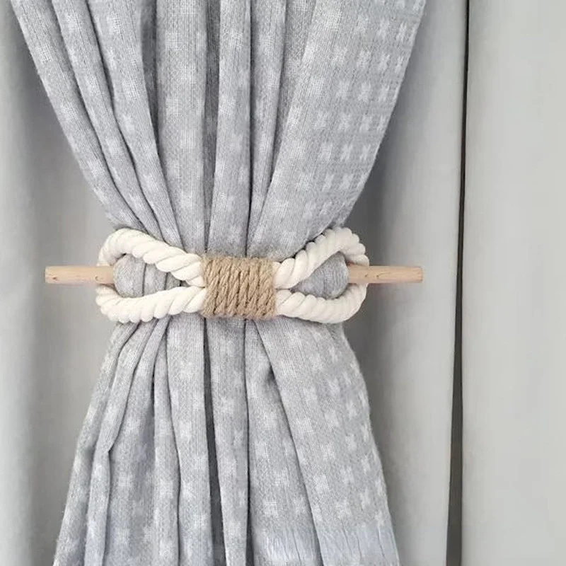 Nordic-solid-wood-stick-thick-cotton-rope-hemp-rope-simple-curtain ...