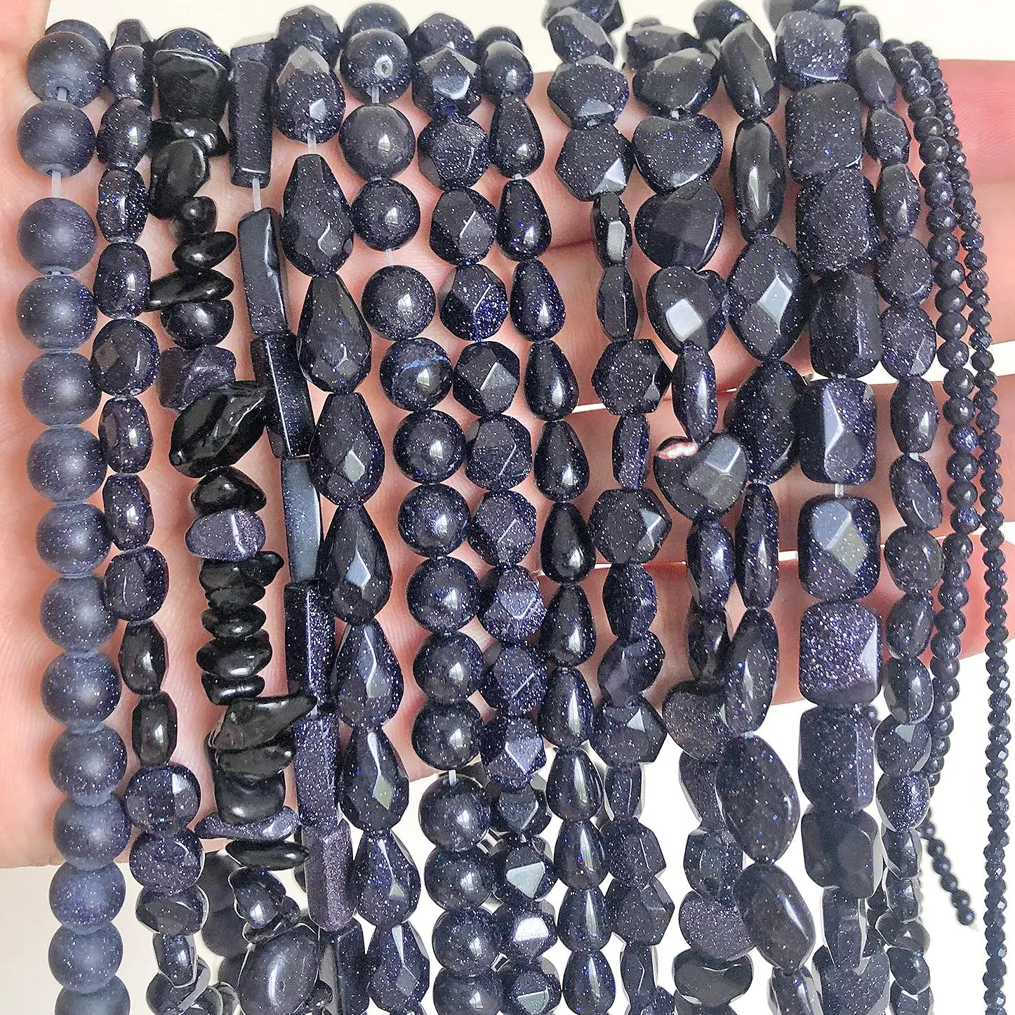 Natural Blue SandStone Bead Matte Round Irregular Faceted Heart Loose ...