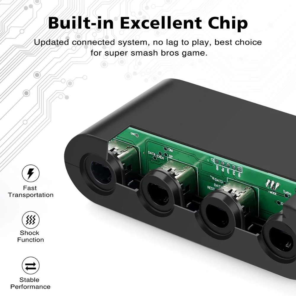 Convertisseur 4 Ports pour contrôleurs GameCube GC, adaptateur USB pour ...