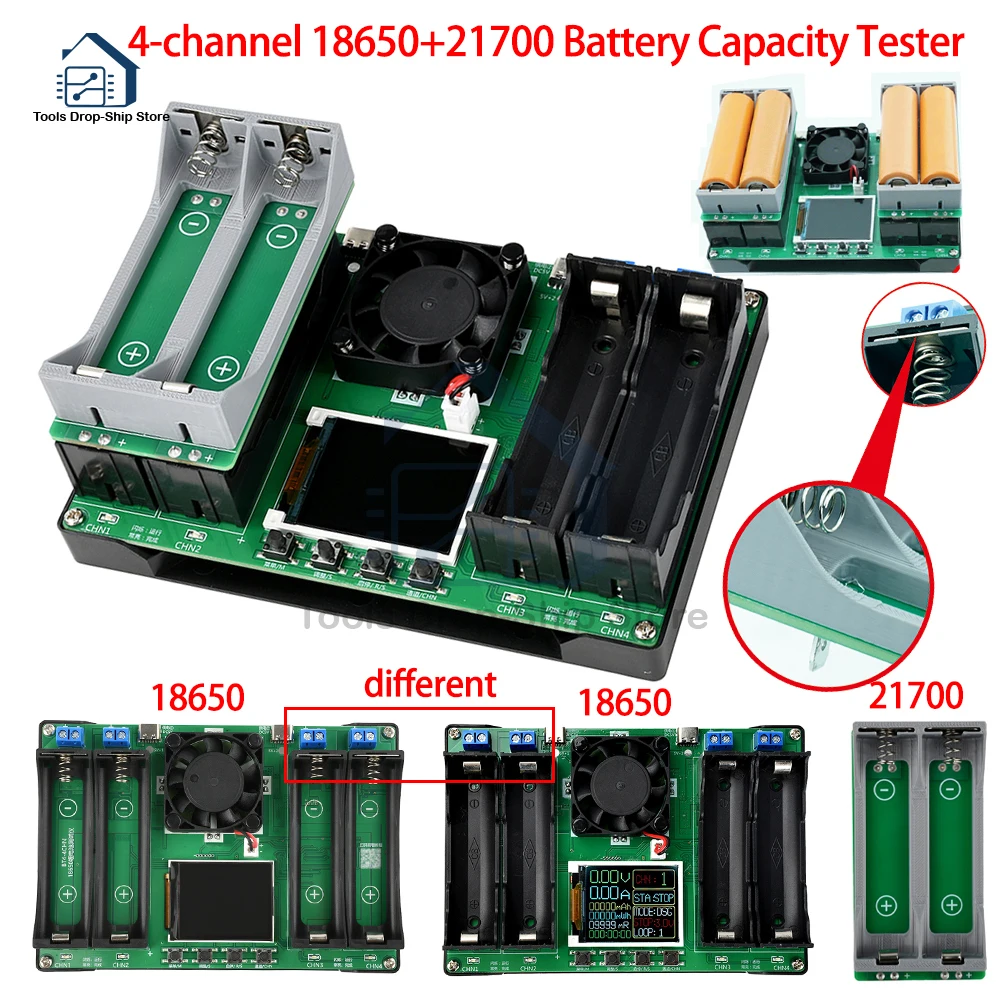 18650 21700 Lithium Battery Capacity Tester Module MAh MWh Digital ...