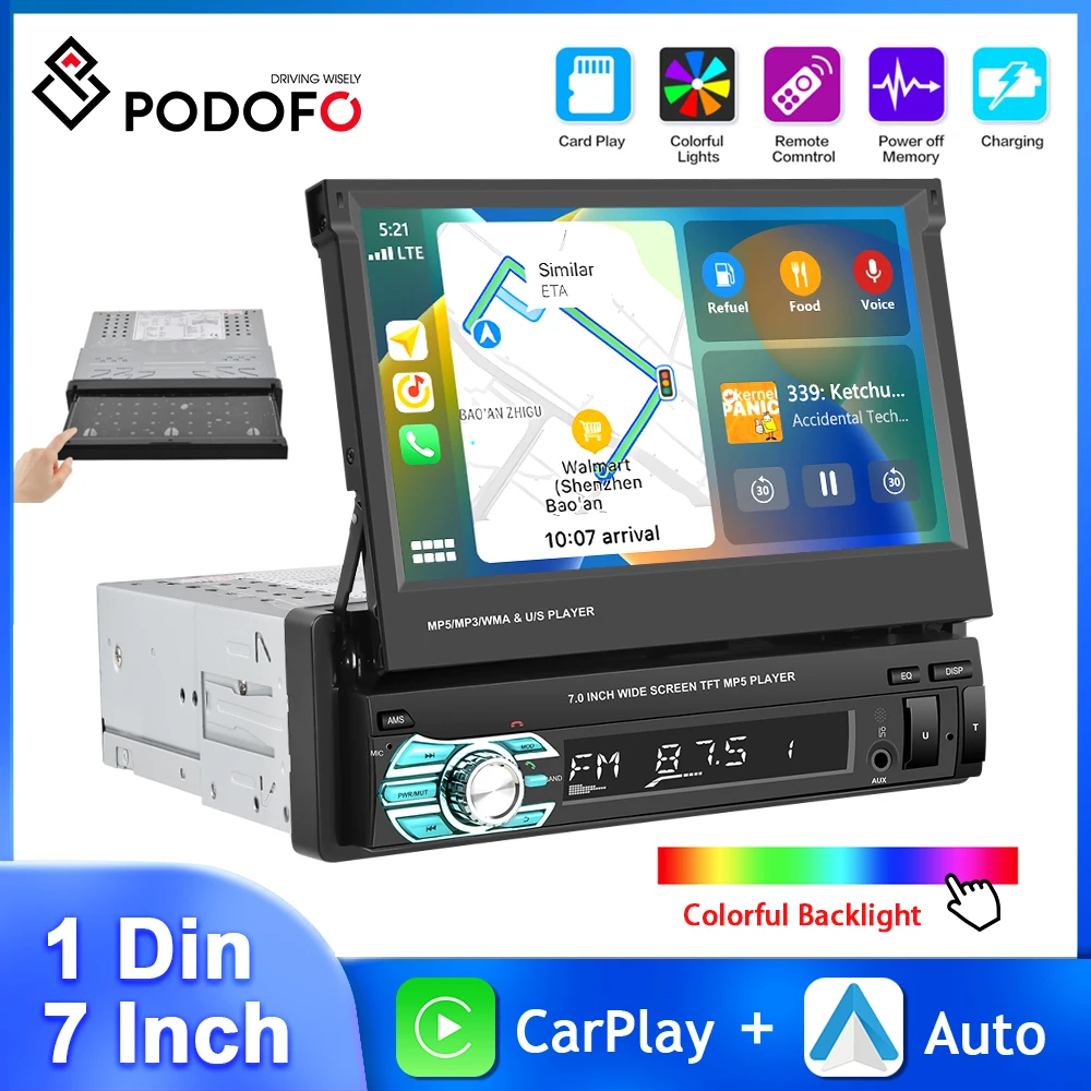 Podofo-7inch-1Din-Car-Radio-Carplay-Android-Auto-MP5-Player-Mirror-Link ...