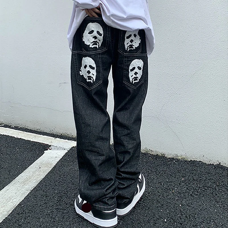 Emo ropa de calle informal para hombre, pantalón de mezclilla holgado ...